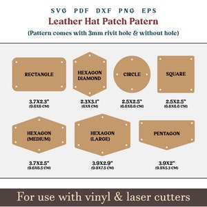 Leather Hat Patch Svg, 7 Set Leather Hat Patches Svg, Leather Shape Svg ...