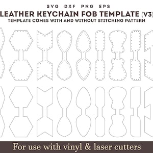Leather Keychain Key Fob Template SVG, Leather Keychain Pattern With ...
