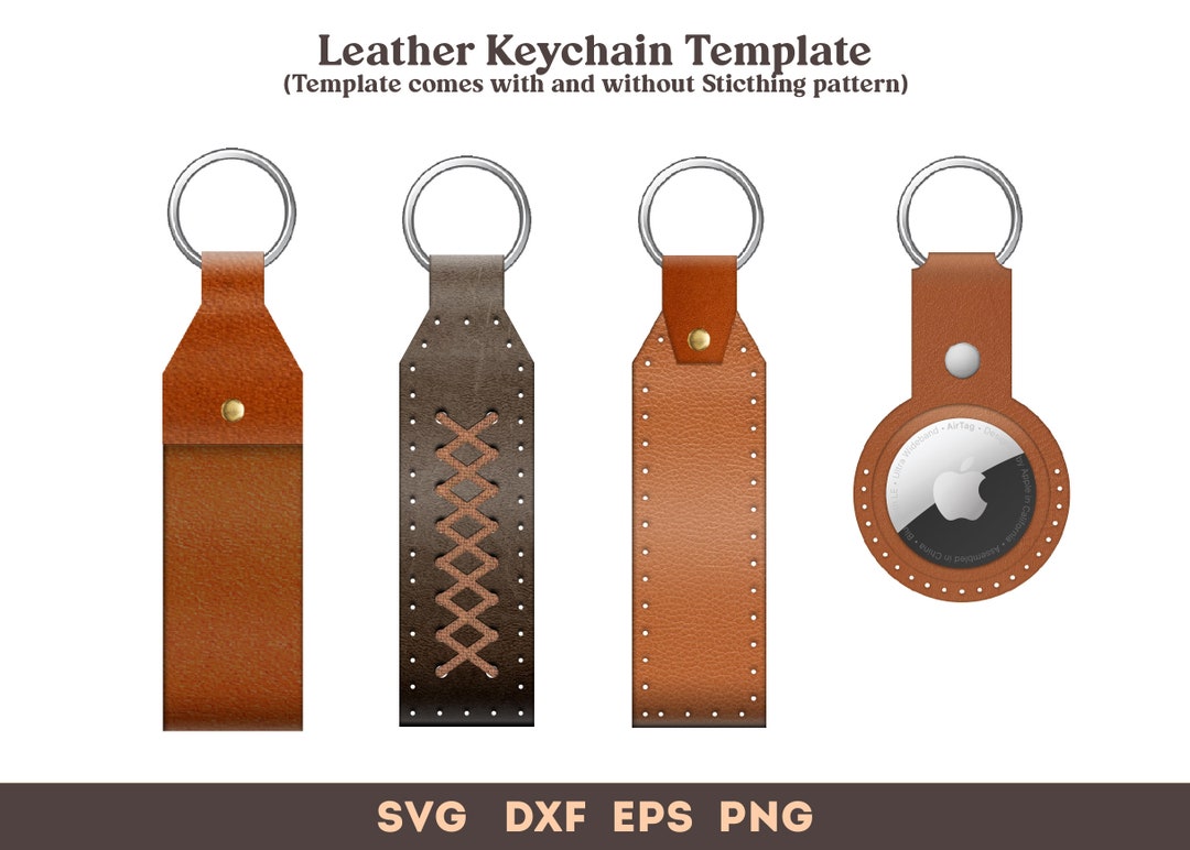 Leather Keychain SVG, Air Tag Key Fob Template SVG, Leather Keychain ...