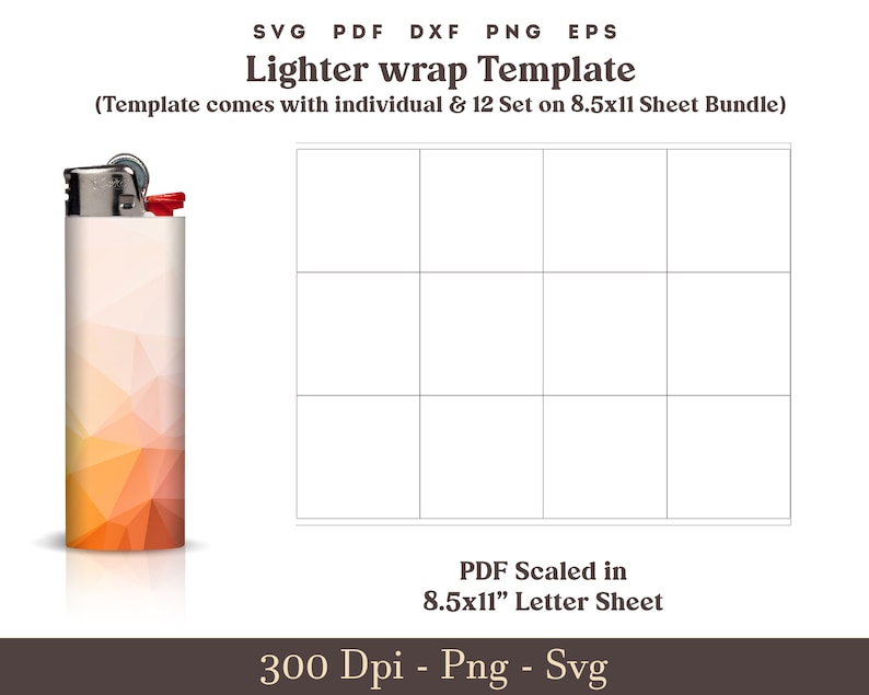 Lighter Wrap Template, 300 Dpi Lighter Wrapper PNG PDF, Bic Lighter ...