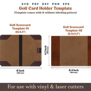 Golf Scorecard Holder SVG Template, 4 Size Golf Scorebook Cover PDF SVG ...