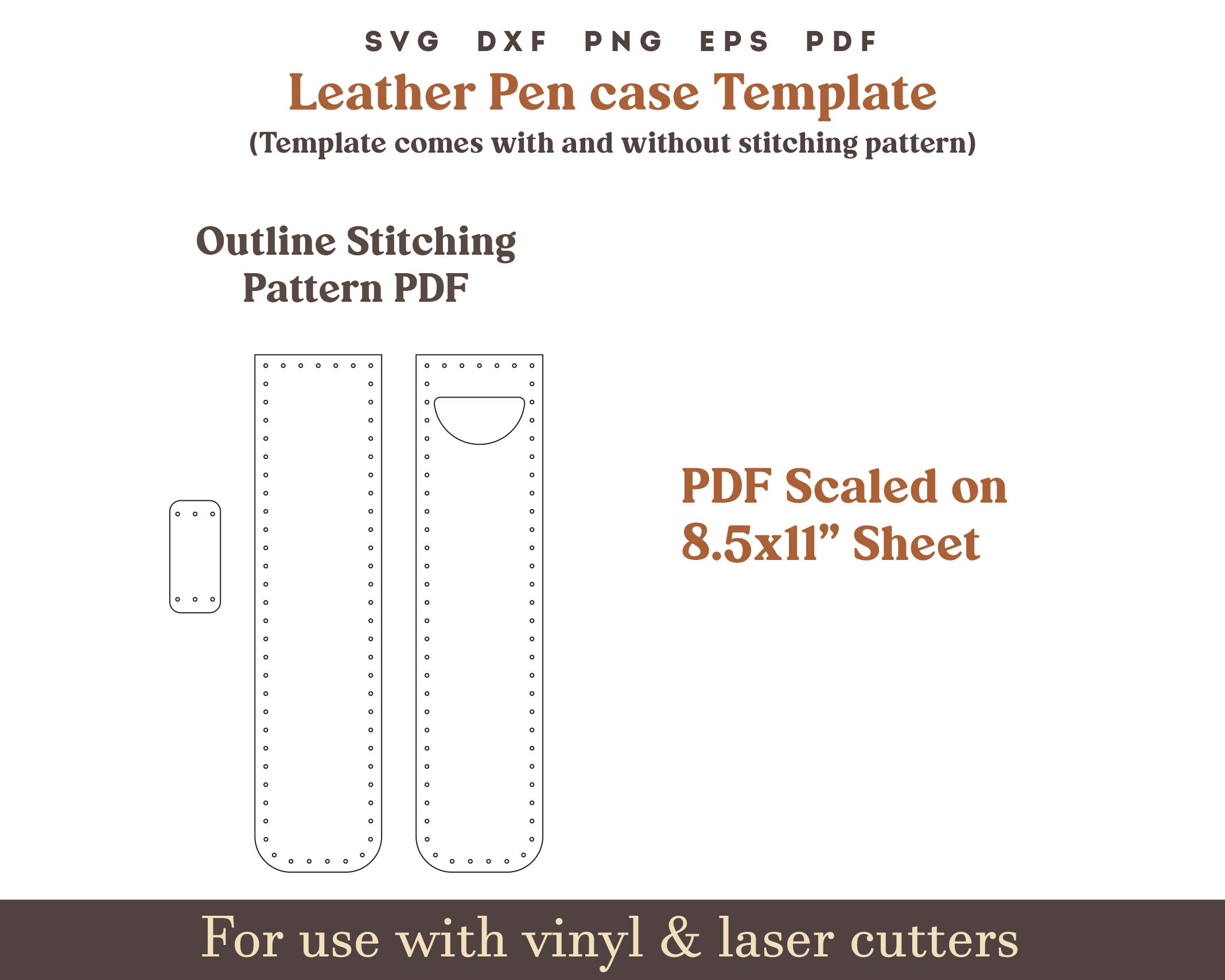 Leather Pen Case Pattern SVG PDF Minimalist Pen Holder Case With Sewing ...
