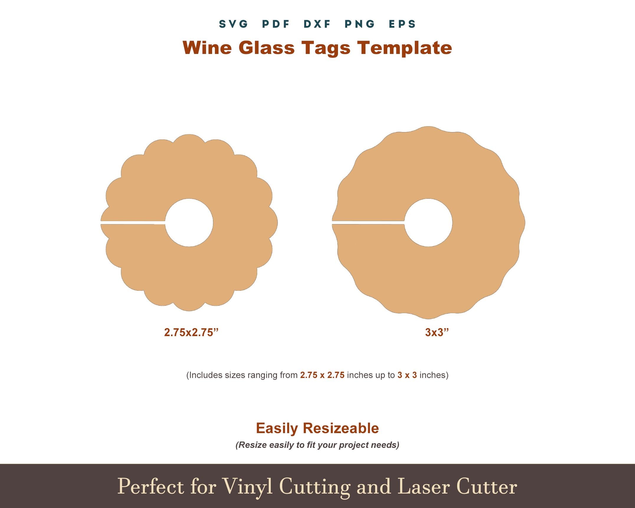Wine Glass Tag Template SVG, Wine Glass Name Tag Svg, Bachelorette ...