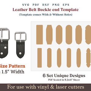 Leather Belt SVG PDF Pattern Svg 6 Designs, Belt Buckle End Template ...