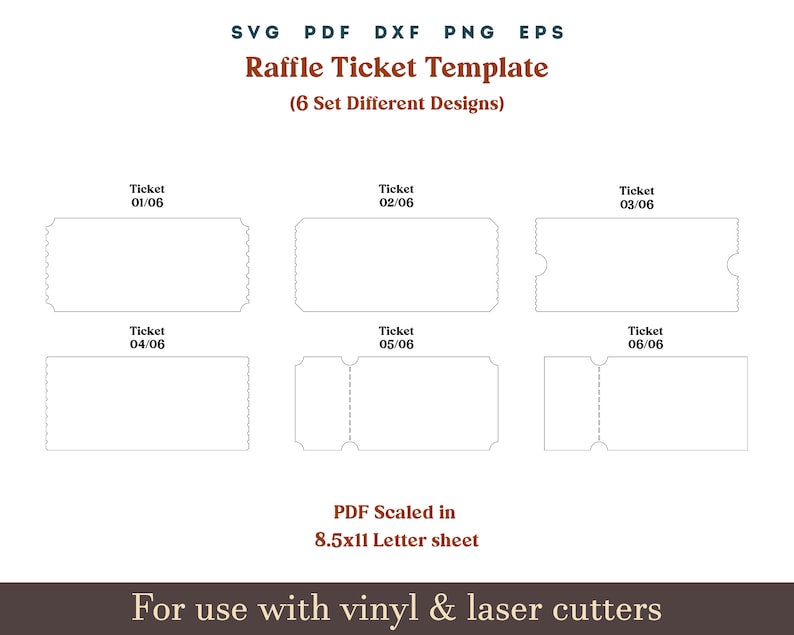 Raffle Ticket Svg, Raffle Ticket PNG PDF Template, Retro Ticket SVG Png ...