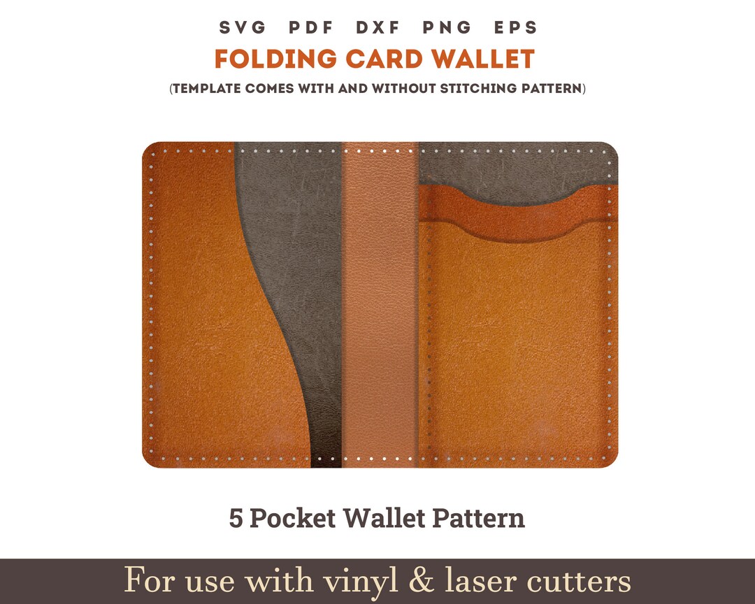 Leather Folding Card Holder Wallet Cut File Svg, PDF Leather Card ...