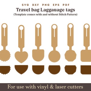 Luggage Tag SVG, Heart Travel Bag Tags Template, Faux Leather Bag Tag ...