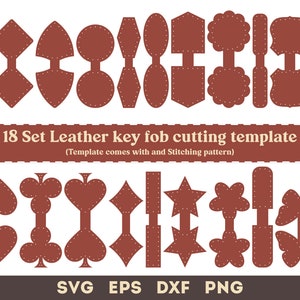 Leather Keychain Key Fob Template SVG Bundle, Keychain SVG, 18 Set ...