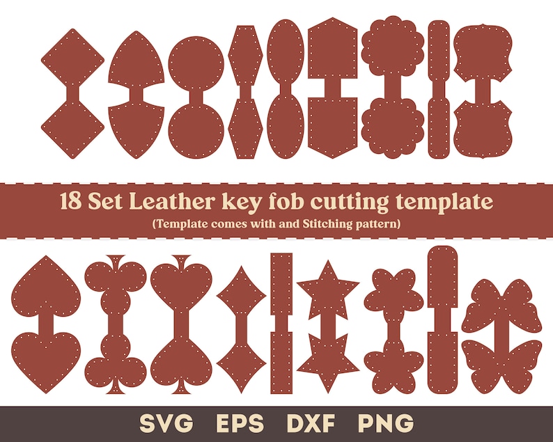 Leather Keychain Key Fob Template SVG Bundle Keychain SVG 18 - Etsy