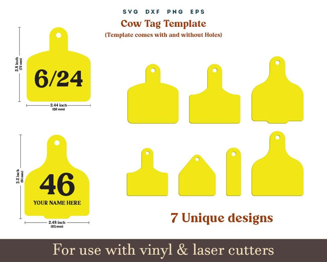 Cow Tag Svg, Cow Ear Tags Svg Template, Cow Tag Outlined Svg, Cow Ear ...