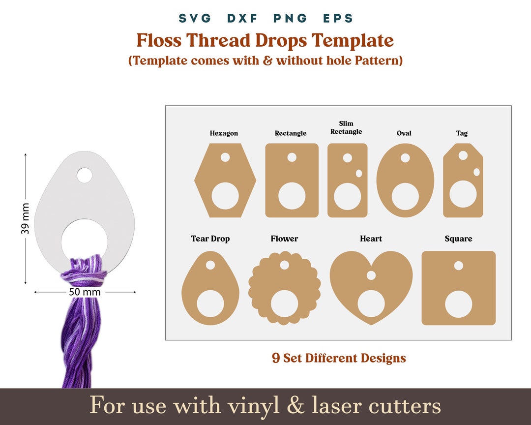 Floss Drops Svg, Thread Drop Floss Tags Template, Cross Stitch Thread ...