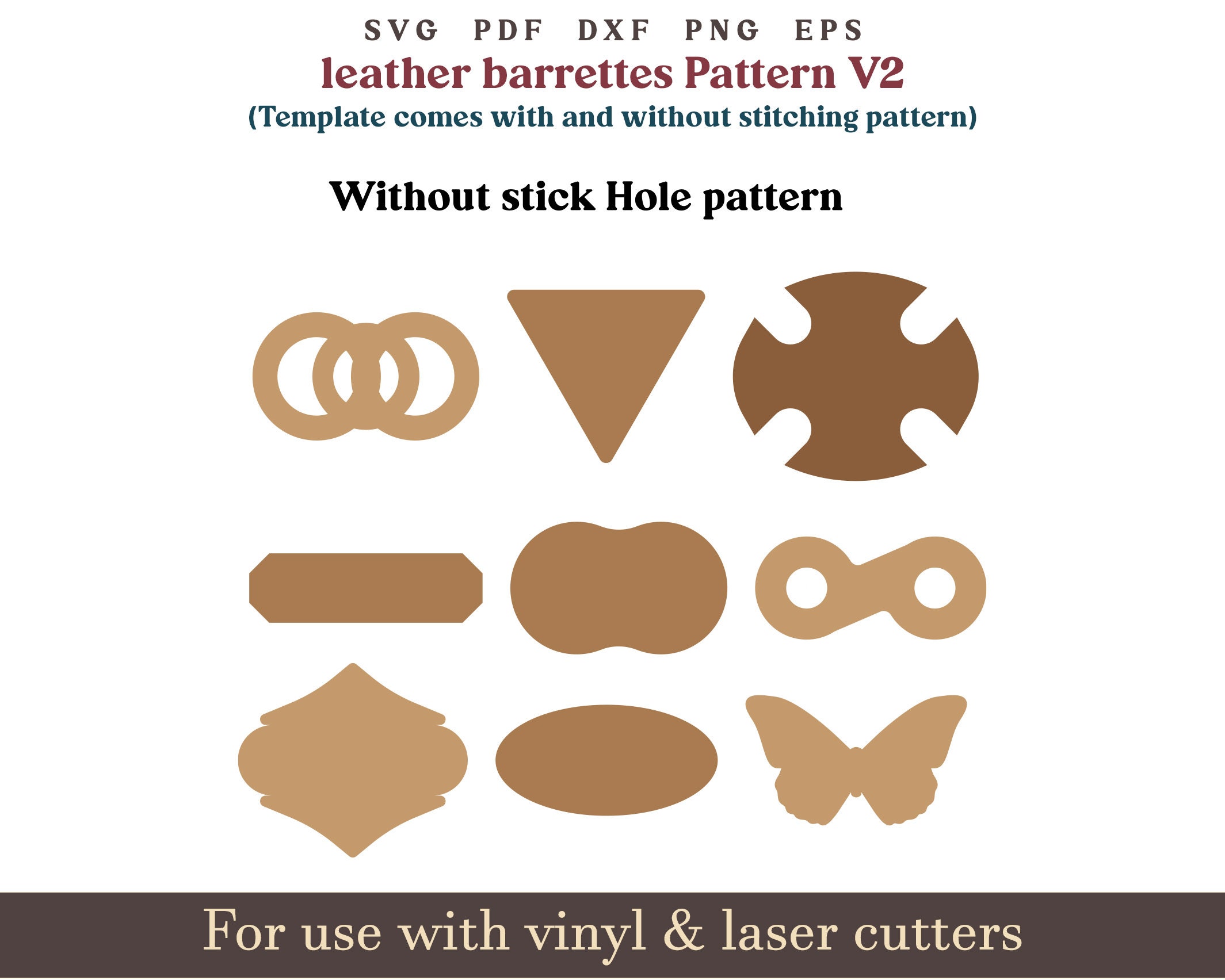 Leather Hair Barrette SVG PDF Pattern, Leather Hair Clip Leather ...