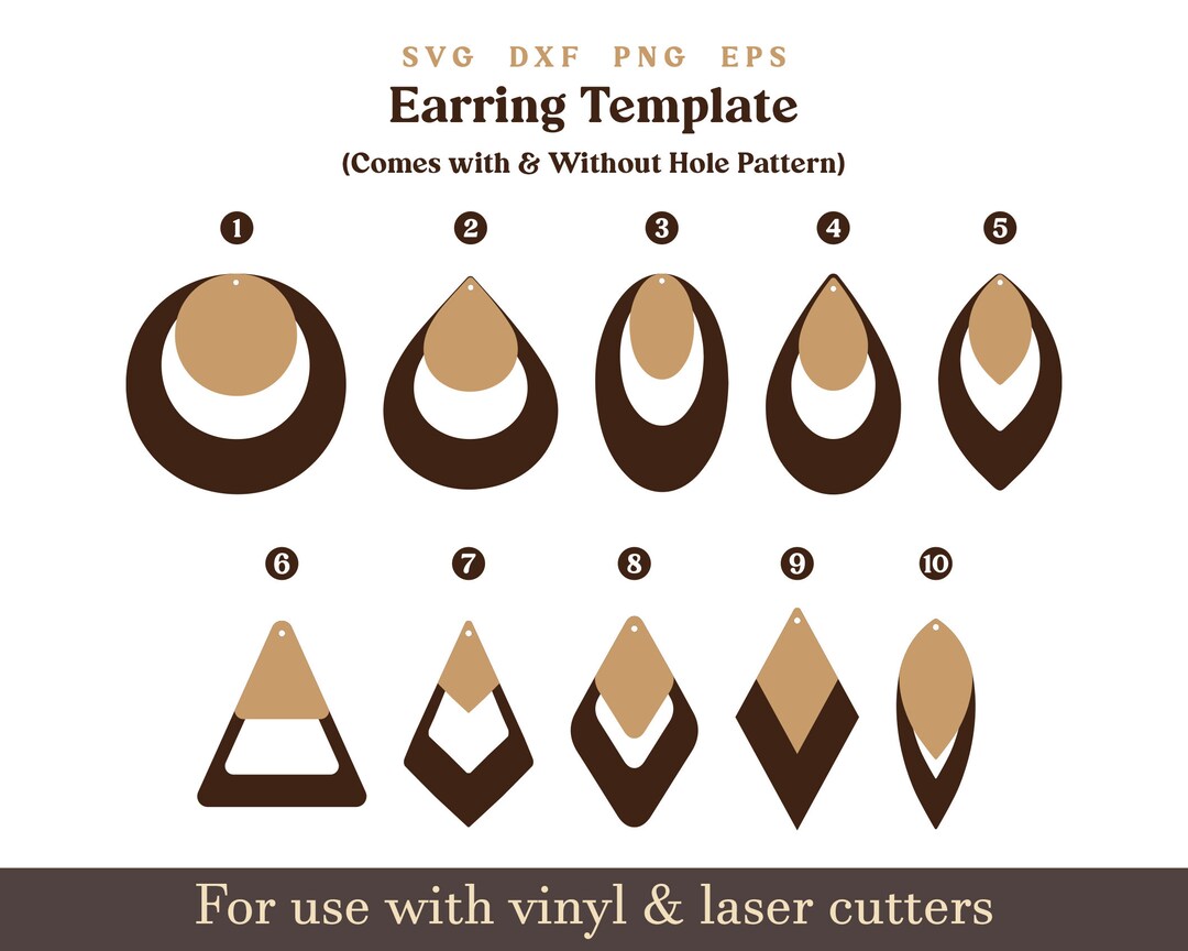 Earrings SVG Bundle, 10 Set Laser Cut Earring Template, Circle ...