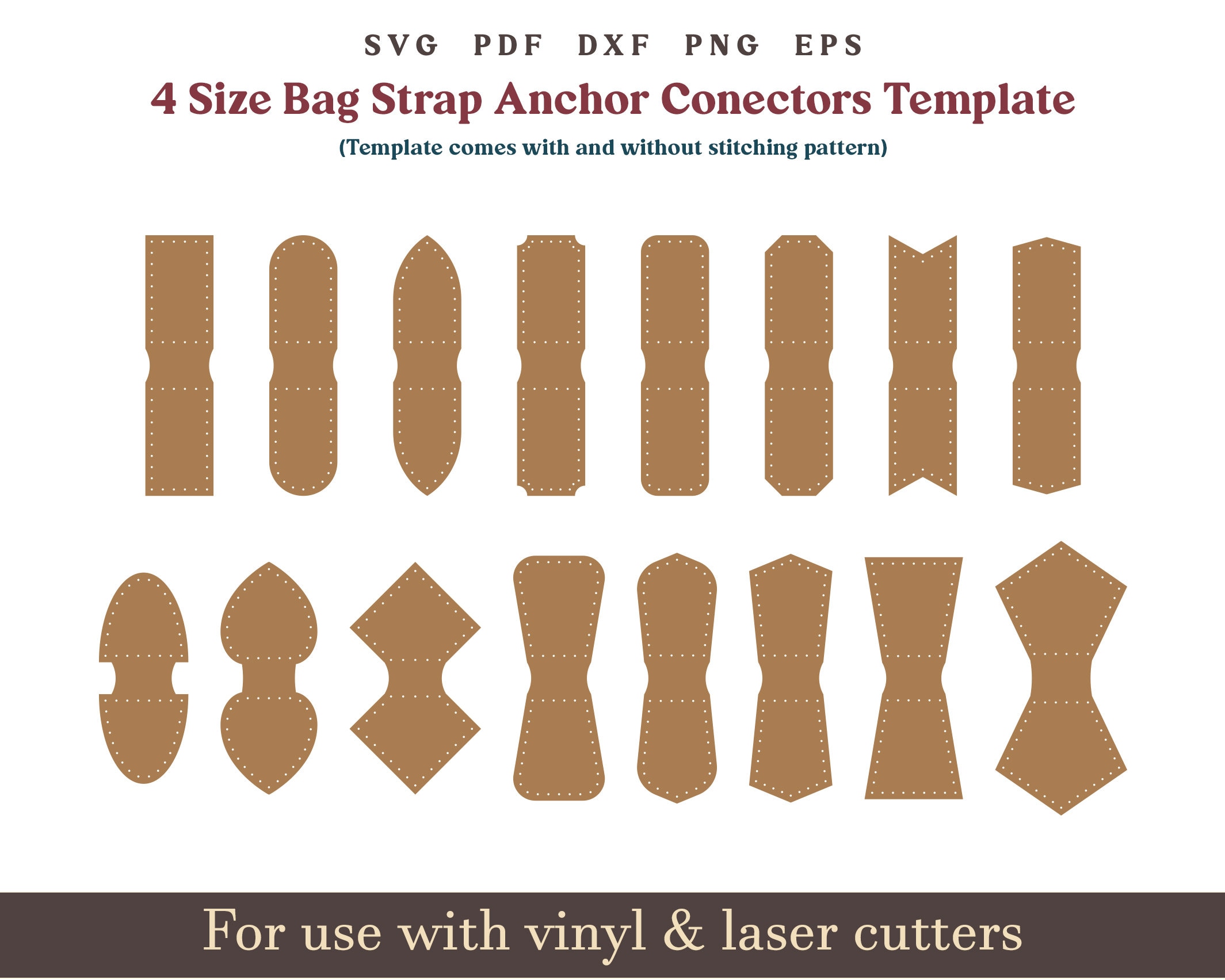 Strap Connector SVG PDF Template, 0.5" to 1.25" Bag Strap End Anchor ...