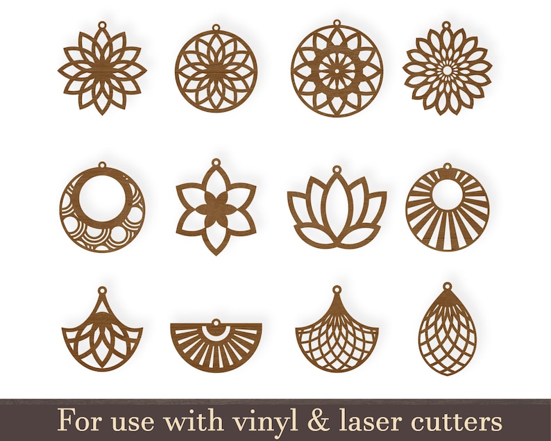 Wooden Earrings Svg Glowforge Earrings Template Svg Files - Etsy