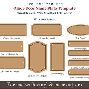 Office Door Name Sign SVG Template, Laser Cut Door Wall Name Plate ...