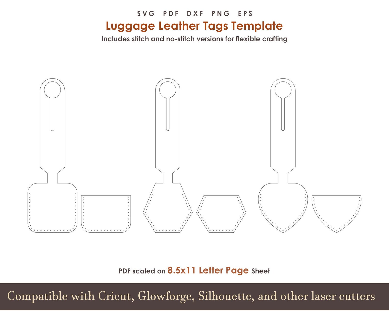 Luggage Tag Svg, Leather Travelling Luggage Tag Pattern With Sewing ...