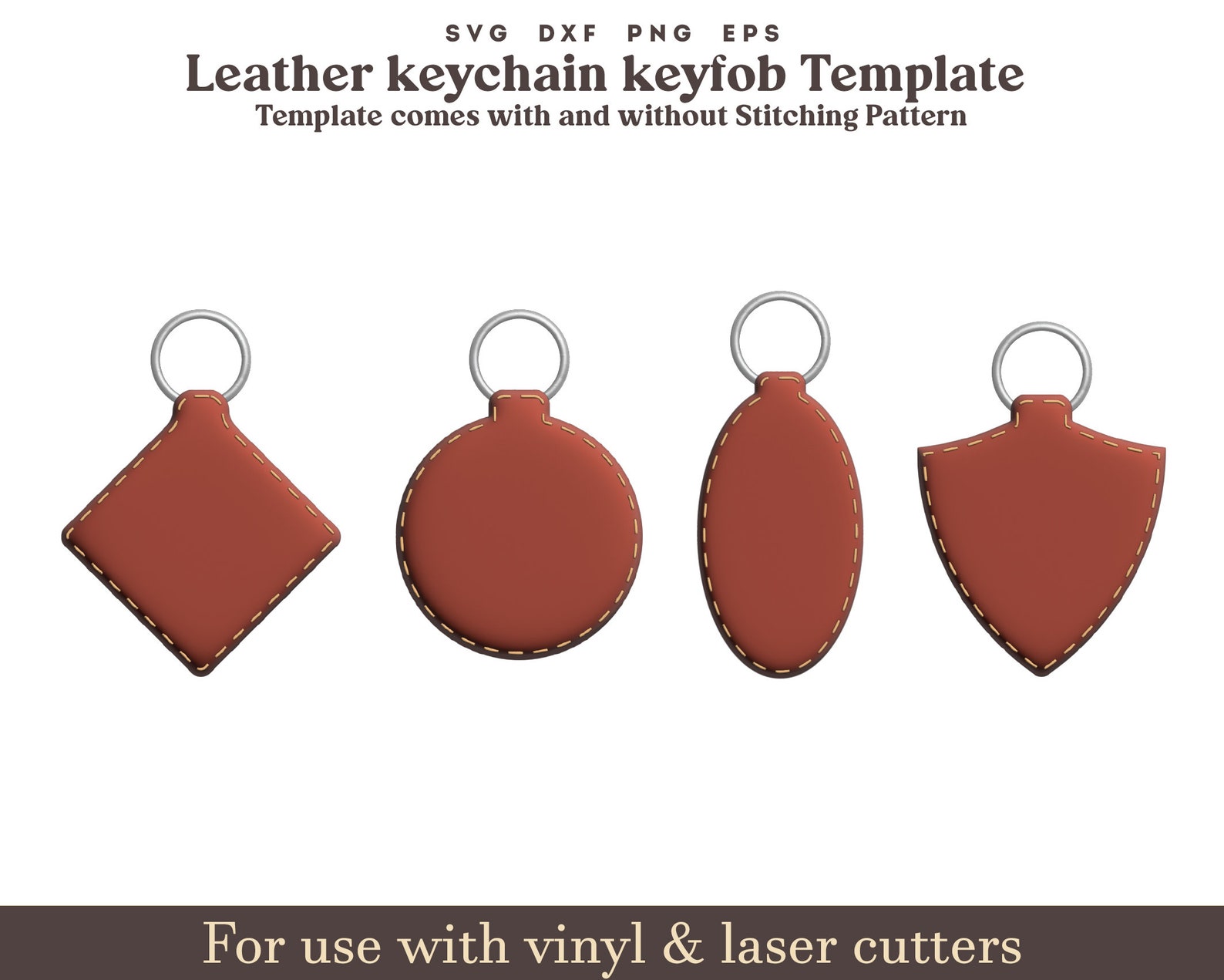 Leather Keychain Key Fob Template SVG Bundle, Keychain SVG, 18 Set ...