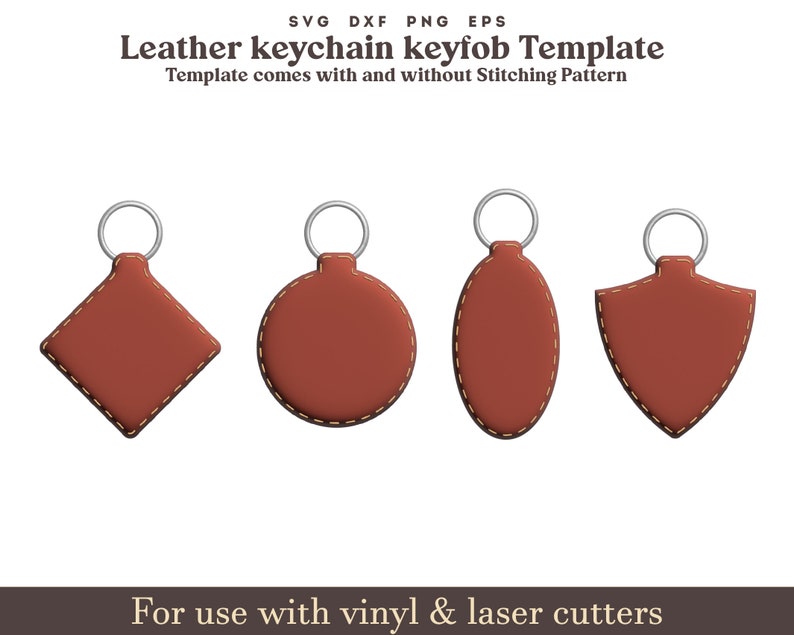 Leather Keychain Key Fob Template SVG Bundle, Keychain SVG, 18 Set ...