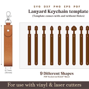 Leather Keychain Svg Template, Customize Lanyard Keychain SVG PDF ...