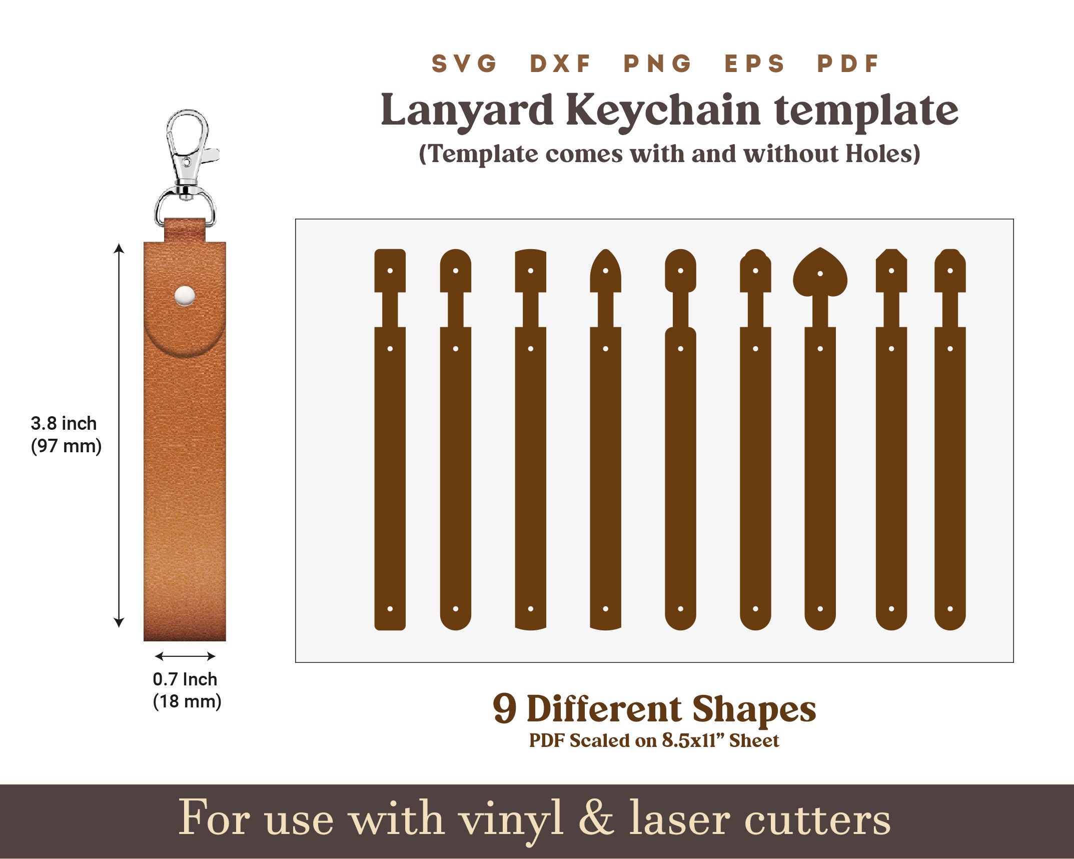 Leather Keychain Svg Template, Customize Lanyard Keychain SVG PDF ...