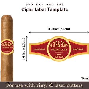 Cigar Label SVG Template, 10 Set Cigar Wrapper Stickers PNG on 8.5x11 ...