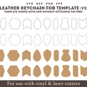 Leather Keychain Key Fob Template SVG, Leather Keychain Pattern With ...