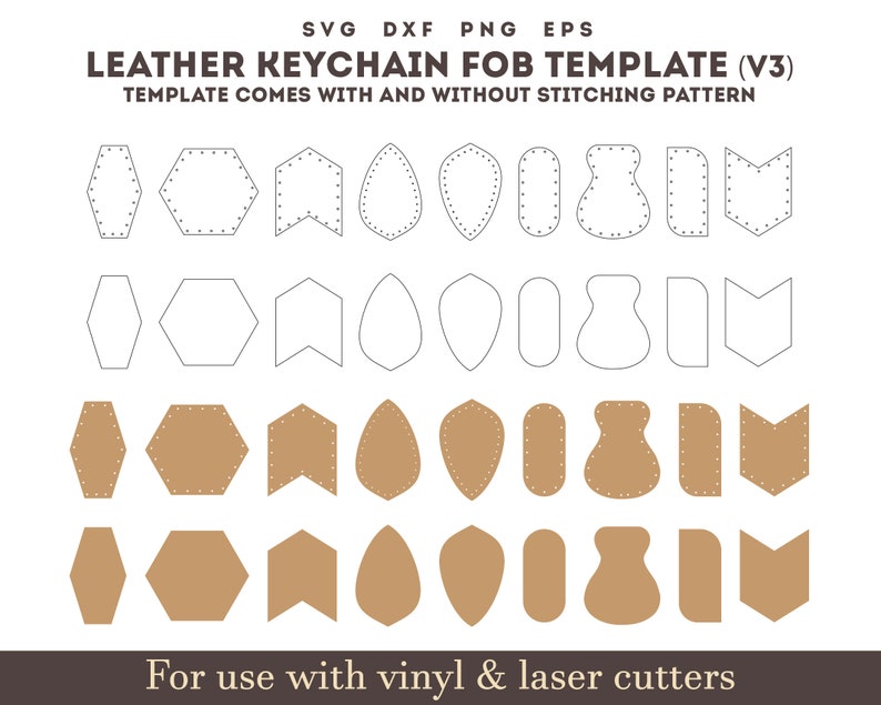 Leather Keychain Key Fob Template SVG Leather Keychain - Etsy