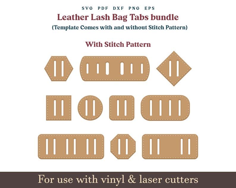 Lash Tab Template Svg, Leather Backpack Lash Tab Patch SVG PDF Pattern ...