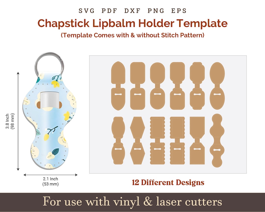 Lip Balm Holder Template SVG PDF, Lip Balm Holder Keychain Template Svg ...