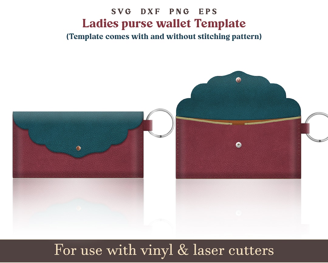 Ladies Purse SVG, Leather Wallet Svg, Faux Leather Keychain Wallet ...