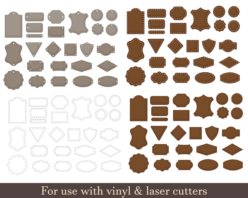 Leather Tags Cutting Template SVG Faux Leather Labels - Etsy