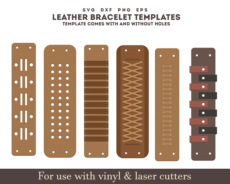 Leather Bracelet Svg 6 Set Unique Leather Bracelet Template - Etsy