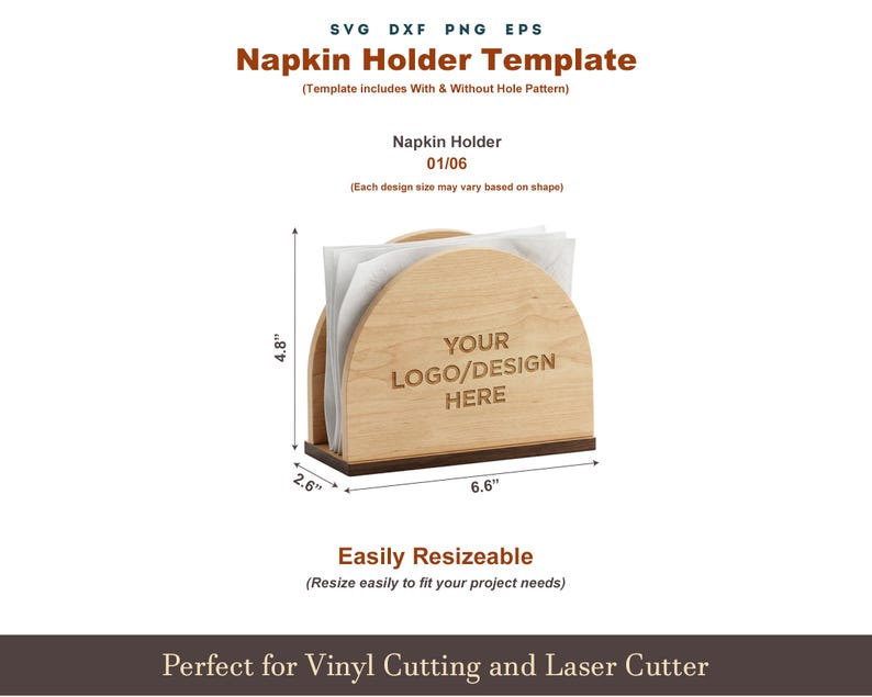 Laser Cut Napkin Holder SVG Template, Wooden Table Napkin Stand for ...