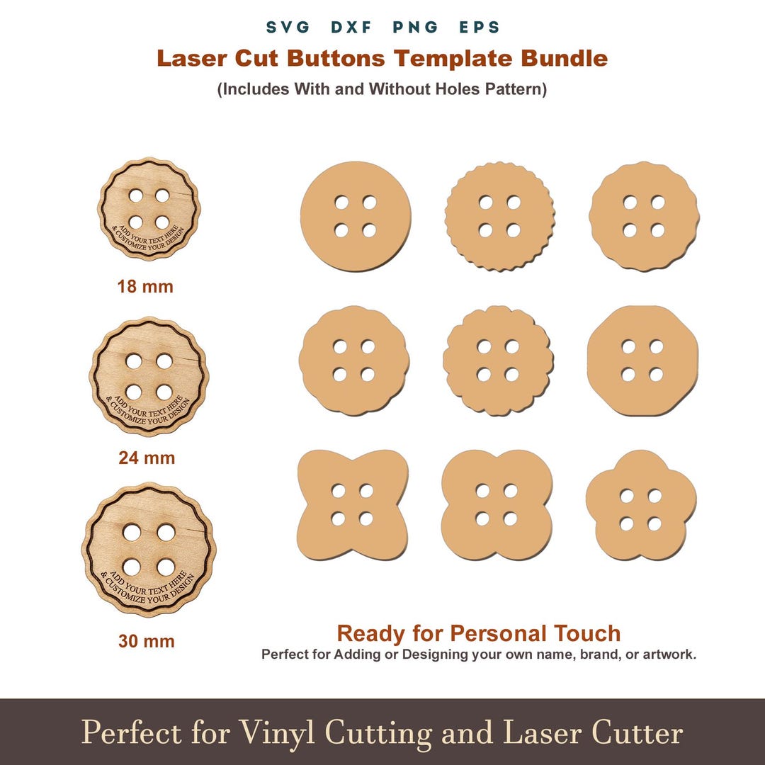 Button Template Svg, Laser Cut Wooden Acrylic Button Cut File Pattern ...