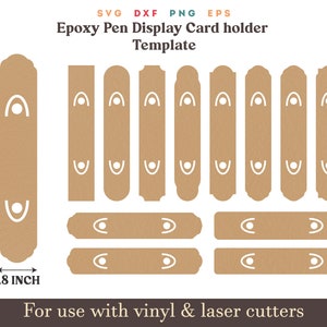 Pen Holder Svg Template, Epoxy Pen Display Card PNG, Pen Cards Svg ...