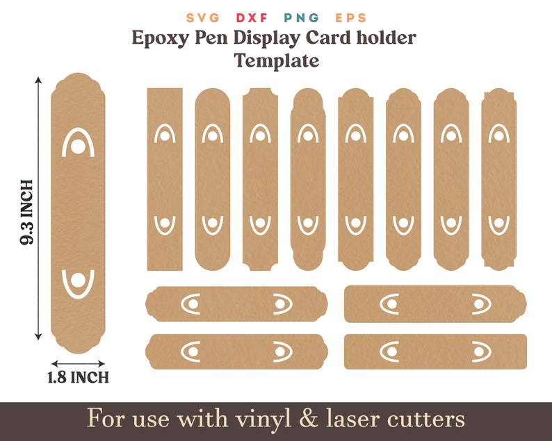 Pen Holder Svg Template, Epoxy Pen Display Card PNG, Pen Cards Svg ...