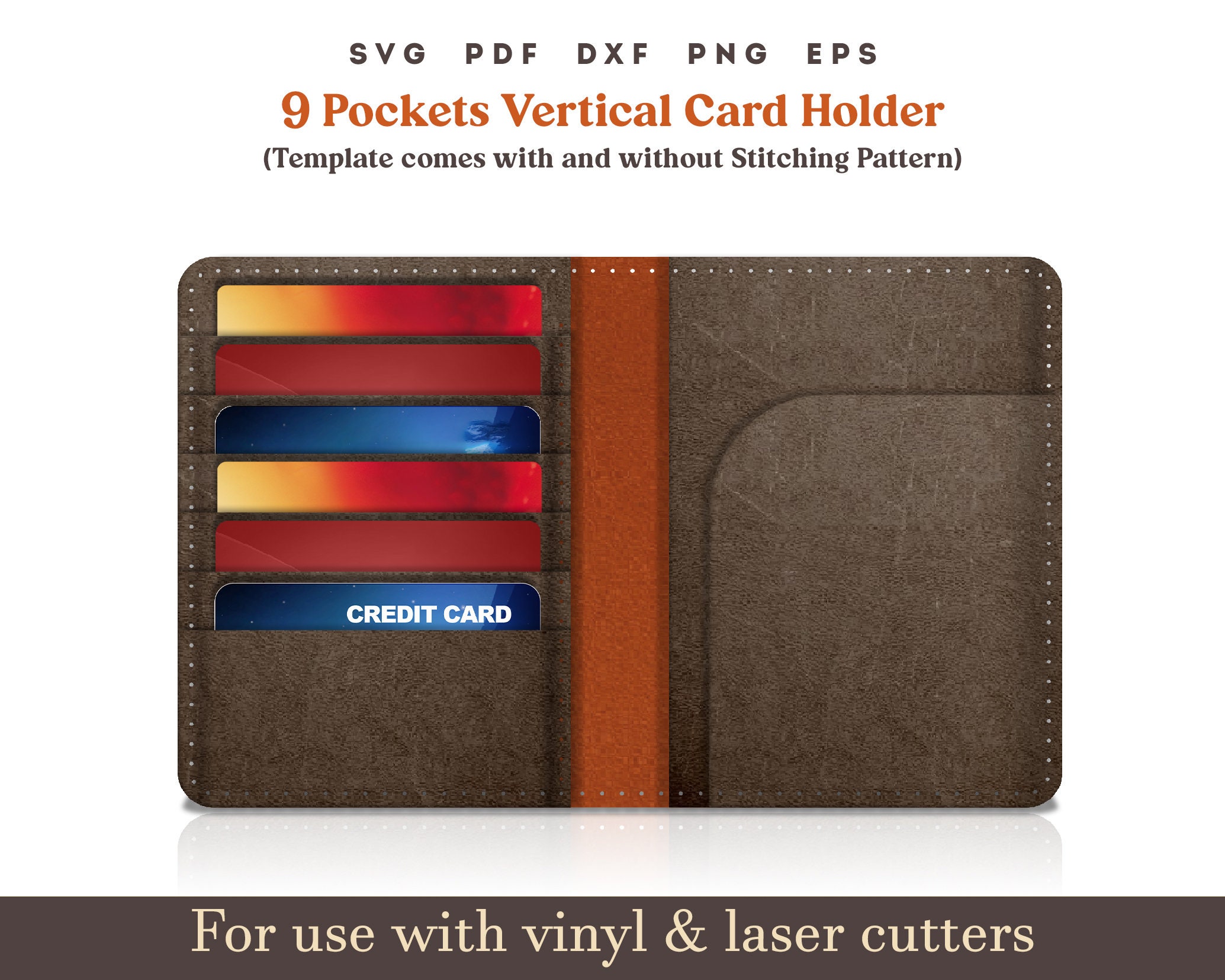 Leather Wallet SVG Vertical 9 Pocket Bifold Leather Card - Etsy