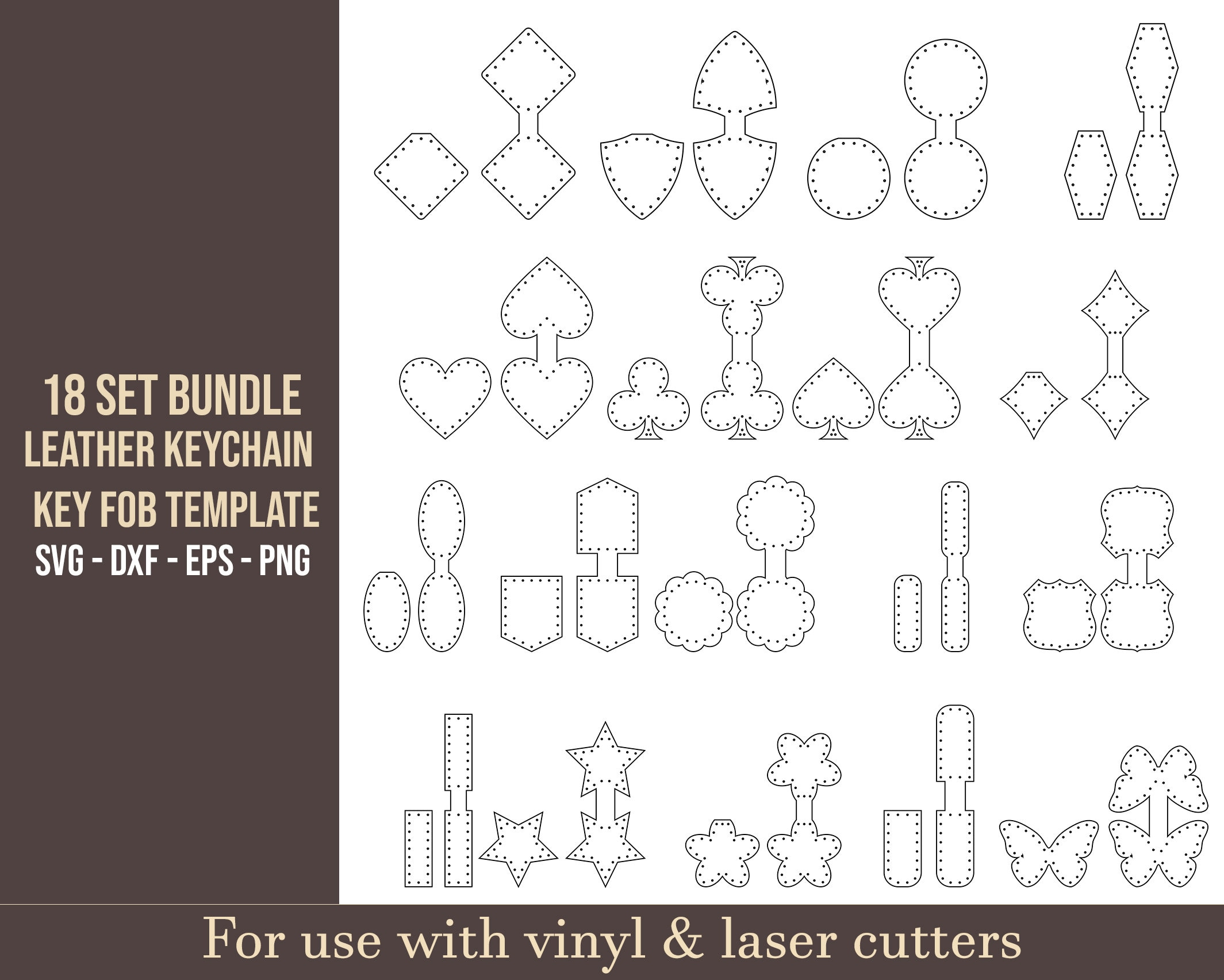 Leather Keychain Key Fob Template SVG Bundle Keychain SVG 18 - Etsy