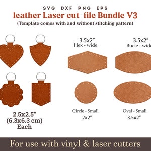 Leather Laser Svg Cut File Pattern Bundle, Leather Keychain, Wallet Svg ...