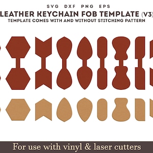 Leather Keychain Key Fob Template SVG, Leather Keychain Pattern With ...