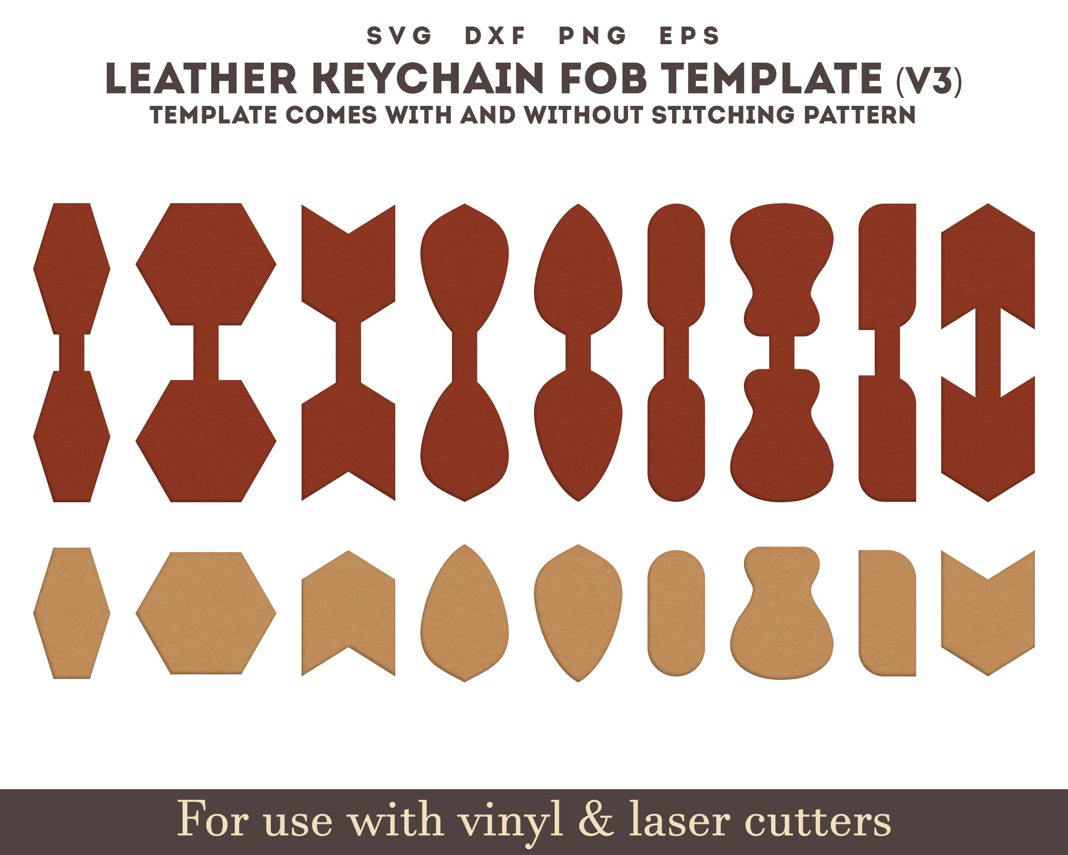 Leather Keychain Key Fob Cutting Template SVG Leather