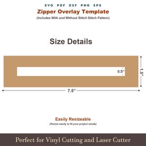 Zipper Overlay Template SVG, Leather Zipper Overlay Pattern. 9 Set ...
