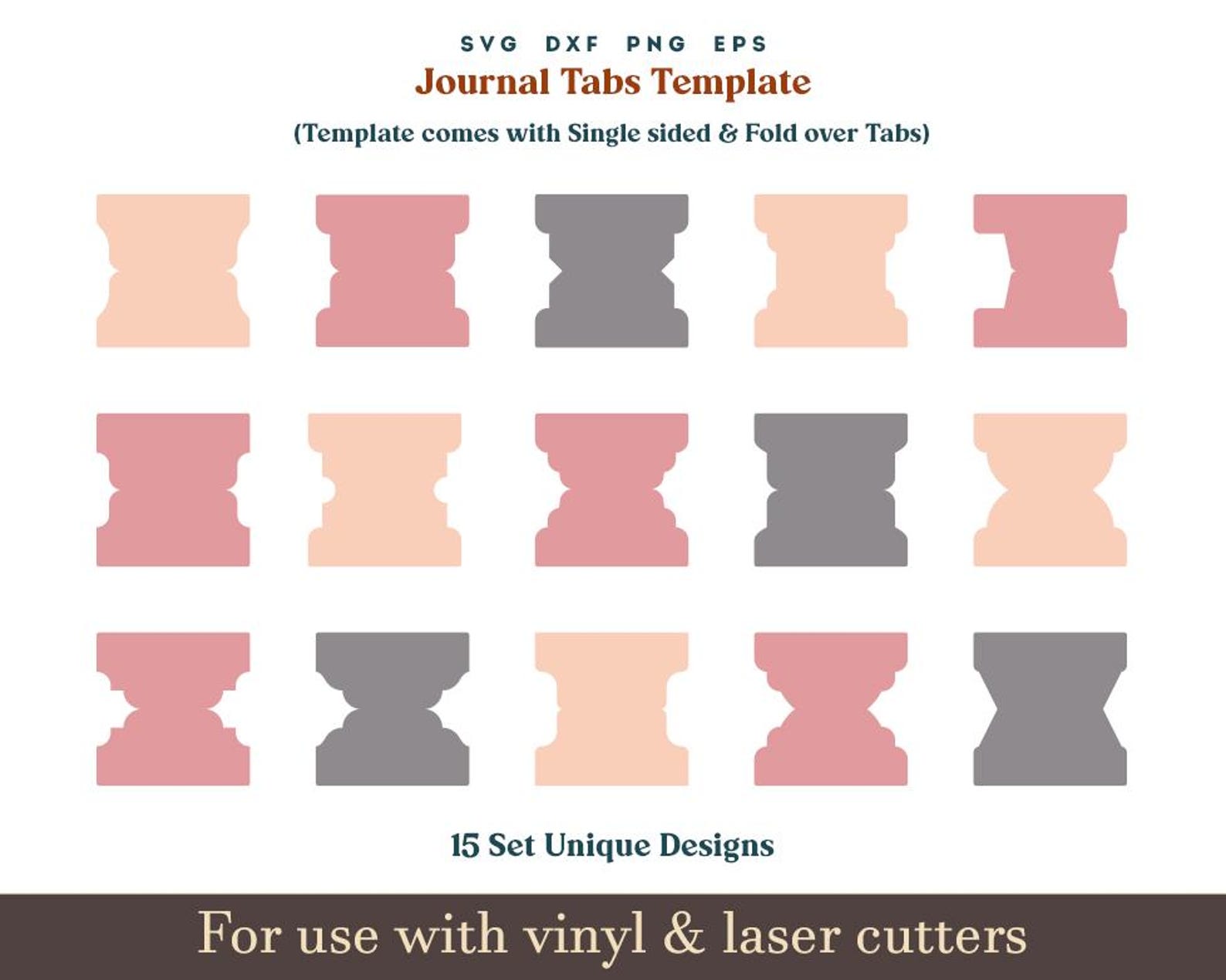 Journal Tabs Svg Template, Double Folder Tabs, Index Tabs, Page Tab ...