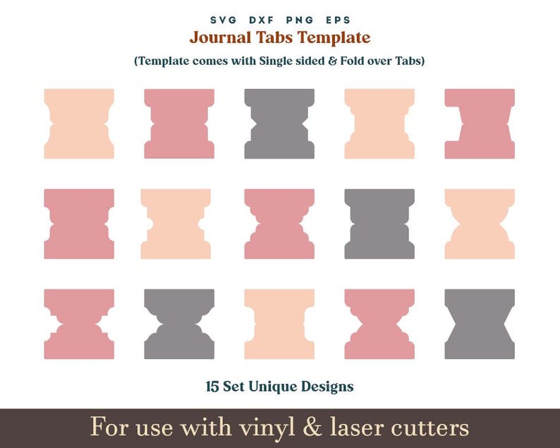 Journal Tabs Svg Template, Double Folder Tabs, Index Tabs, Page Tab ...