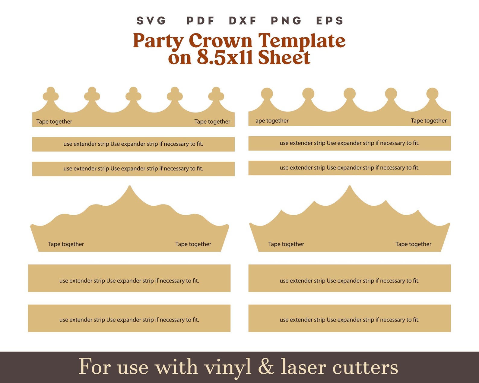 Crown SVG Template, Birthday Crown Svg, Princess Crown Svg Party Hat ...