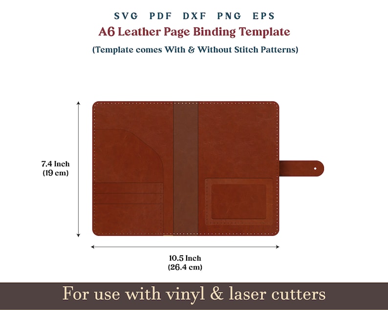 A6 Binding Template SVG, Leather A6 Binding Cover PDF SVG Sleeve ...