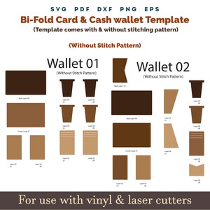 Leather Wallet SVG Template, 2 Set Card & Cash Bi Fold Wallet Svg ...