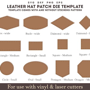 Leather Patch Svg, 12 Set Leather Hat Patches Svg, Leather Shape Svg ...