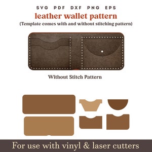 Leather Wallet Cut File Template SVG 4 Pocket Bifold PDF Wallet Pattern ...